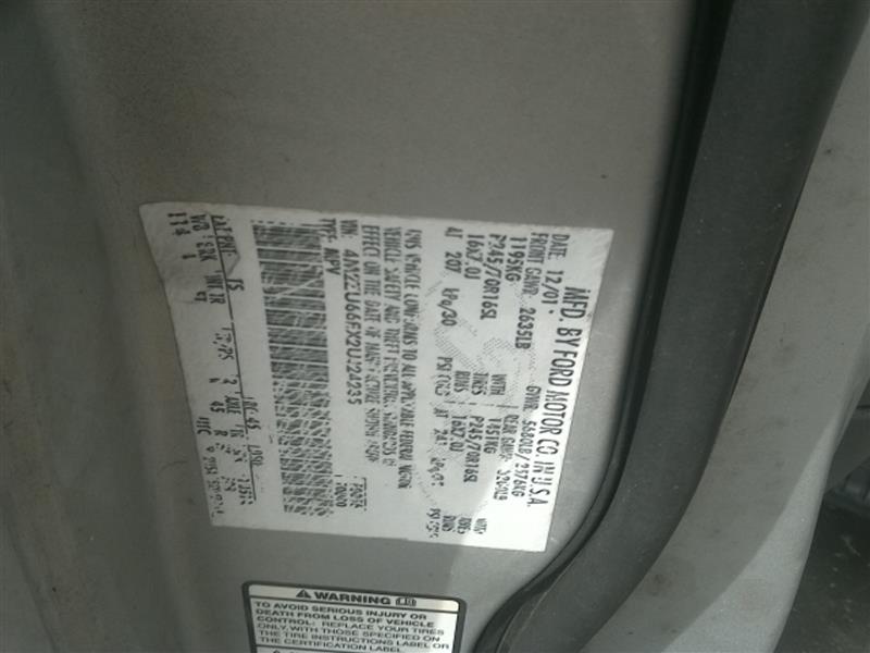 FORD EXPLORER 2002 Assembly 4 Dr, exc. Sport Trac 4x2, w/o traction ...